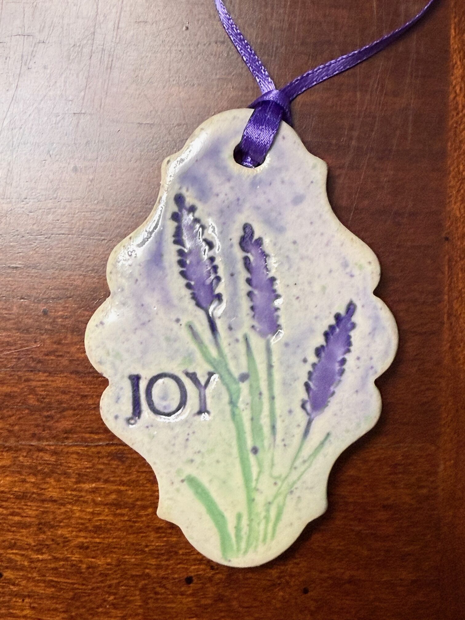 Ceramic Ornament Glazed Peace & Joy - Fairlamb Lavender Farm